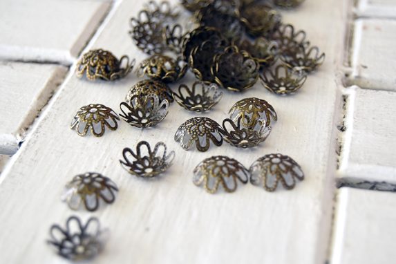 Antique Bronze Filigree Bead Caps – 10 count – The Ornament Girl's Market