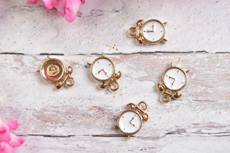 Mini Clock Charm – White – Set of 5 – The Ornament Girl's Market