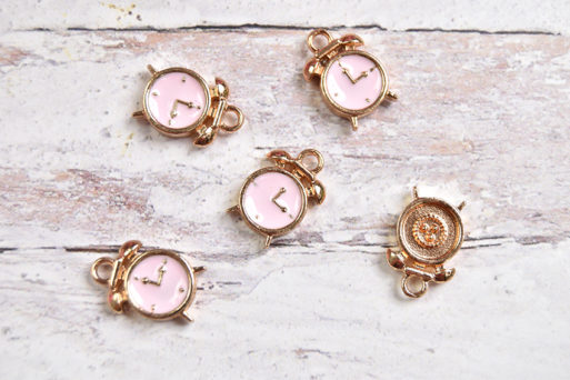Mini Clock Charm – Pink – Set of 5 – The Ornament Girl's Market