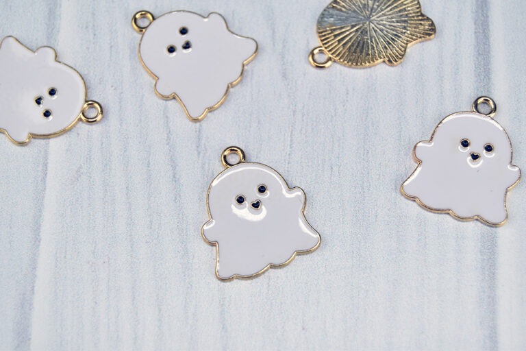 Cute Enamel Halloween Ghost Charms – 5 Count – The Ornament Girl's Market